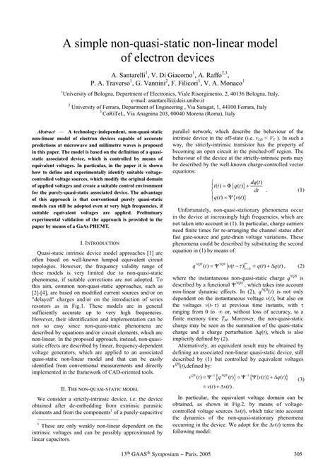 Pdf A Simple Non Quasi Static Non Linear Model Of Electron Devices