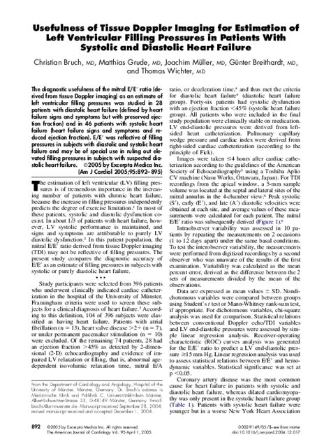 Pdf Usefulness Of Tissue Doppler Imaging For Estimation Of Left Ventricular Filling Pressures