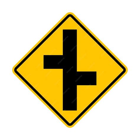 Premium Vector Unregulated Intersection With An Adjacent Road On Both Sides Warning Yellow