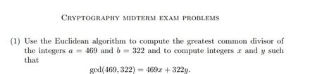 Cryptography Midterm Exam Problems 1 Use The