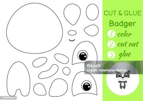 색칠 공부 책 잘라 아기 오소리 접착제 유치원 어린이를위한 교육 종이 게임 워크시트를 잘라내고 붙여넣습니다 종이에 색상 절단