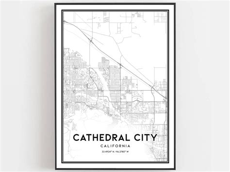 Cathedral City Map Print Cathedral City Map Poster Wall Art Ca City