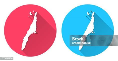 세부 지도 빨간색 또는 파란색 배경에 긴 그림자가 있는 둥근 아이콘 3차원 형태에 대한 스톡 벡터 아트 및 기타 이미지 3
