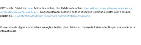 Codification La Définition