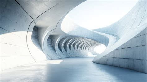 Abstract Concrete Architectural Structure With Curved Walls And A Bright Opening Stock