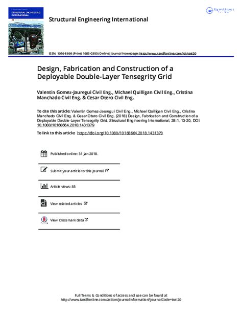 Pdf Design Fabrication And Construction Of A Deployable Double Layer