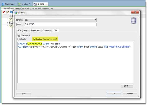 preserving privilege grants whilst editing views in oracle sql developer