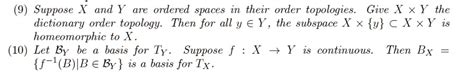 SOLVED Suppose X And Y Are Ordered Spaces In Their Order Topologies Give X X Y The