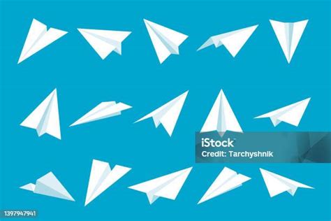 현실적인 수제 종이 비행기 컬렉션 평면 스타일의 오리가미 항공기 벡터 일러스트레이션 3차원 형태에 대한 스톡 벡터 아트 및 기타 이미지 3차원 형태 개념 개체 그룹