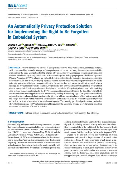 Pdf An Automatically Privacy Protection Solution For Implementing The Right To Be Forgotten In