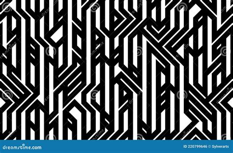 Tech Style Seamless Linear Pattern Vector Monochrome Circuit Board Lines Endless Background