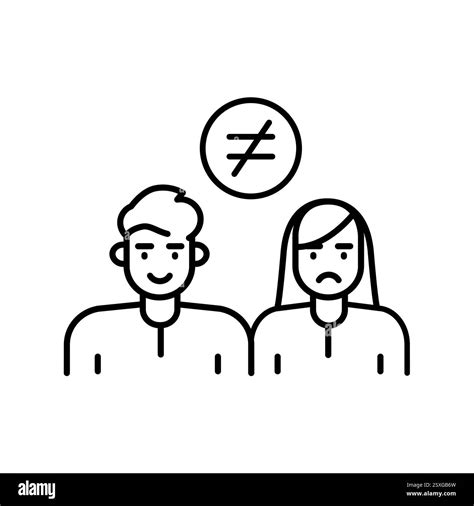 Gender Inequality Black Line Icon Vector Isolated Element Editable Stroke Stock Vector Image