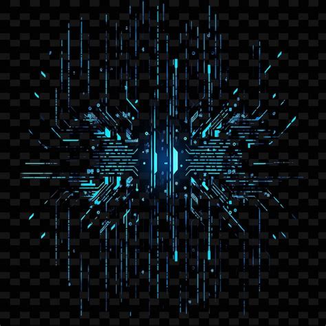 Cyberpunk Matrix Style Lines Hacker Symbols Electric Blue Ch Shape Y2k Neon Light Art