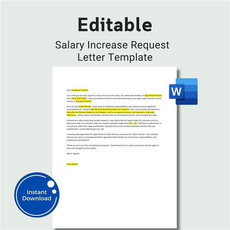 Editable Salary Increase Request Letter Template Instant Download Etsy
