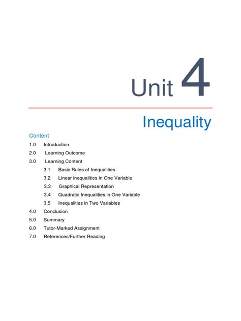 Unit 4 Pdf Inequality Mathematics Elementary Mathematics