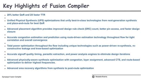synopsys fusion compiler comprehensive rtl to gdsii implementation system