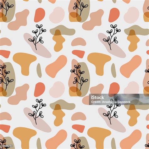 Abstract Pastel Shapes Seamless Pattern Minimal Plant Boho Blobs
