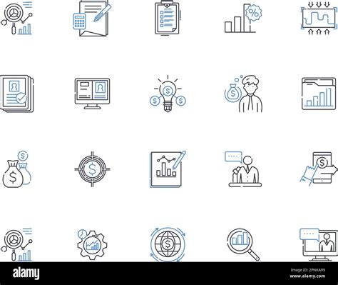 Scrutinization Line Icons Collection Inspection Analysis Audit