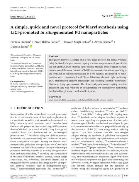 Pdf A Simple Quick And Novel Protocol For Biaryl Synthesis Using