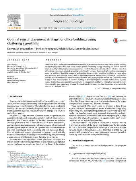 Pdf Optimal Sensor Placement Strategy For Office Buildings Using Clustering Algorithms