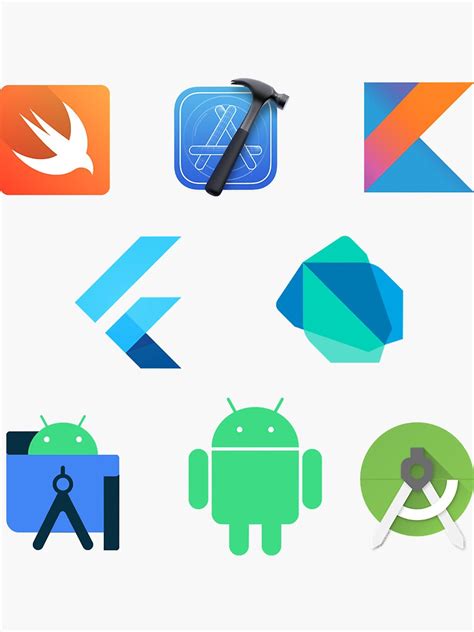 Mobile App Developer Complete Logo Pack Ios Android Flutter Sticker For Sale By