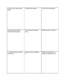 Differentiated Instruction Tic Tac Toe Grid With Question Stems TpT