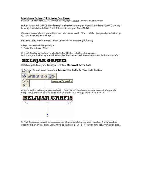 Pdf Mudahnya Tulisan 3d Dengan Coreldraw Dokumen Tips
