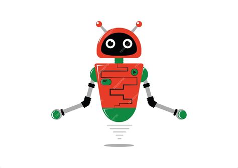 흰색 배경에 고립 된 평면 스타일의 공중 부양 로봇의 벡터 일러스트 레이 션 프리미엄 벡터