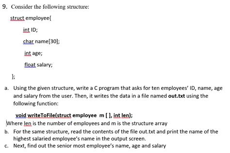 Solved 9 Consider The Following Structure Struct Employee
