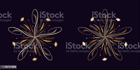 꽃 번 창 장식 골든 스타일 벡터 0명에 대한 스톡 벡터 아트 및 기타 이미지 0명 겨자 금색 Istock