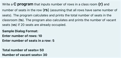 Solved A Write A C Program That Inputs Number Of Rows In A Chegg Com