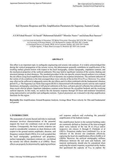 PDF Soil Dynamic Response And Site Amplification Parameters For