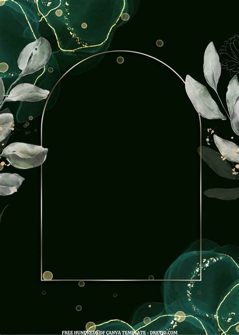 Free 8 Green Ink Splash And Green Leaf Floral Canva Wedding