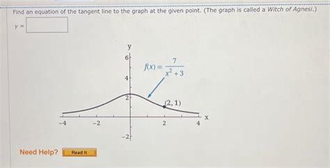 Solved Find An Equation Of The Tangent Line To The Graph At Chegg Com