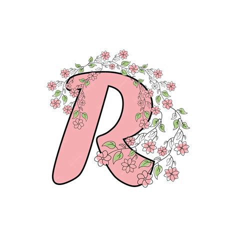 Premium Vector Pink Letter R With A Pink Background And Flowers
