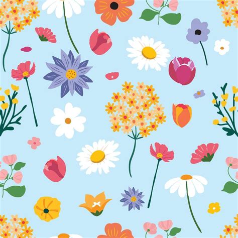 Spring Flower Seamless Pattern 55716917 Vector Art At Vecteezy