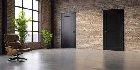 벽돌 벽과 대형 창문이 있는 실내 나무 바닥 실내 식물에 갈색 가죽 라운지 의자 창문 의자 내부 배경 일러스트 및 사진 무료 다운로드 Pngtree