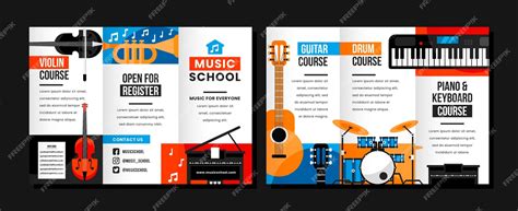 최소한의 음악 학교 브로슈어 서식 파일 무료 벡터