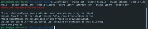 ffmpeg compilation error amd support zorin 17 core general help