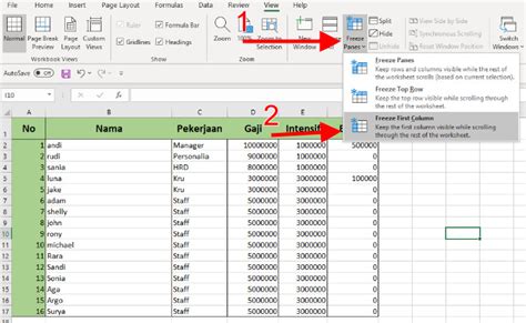 Cara Freeze Kolom Dan Baris Pertama Microsoft Excel