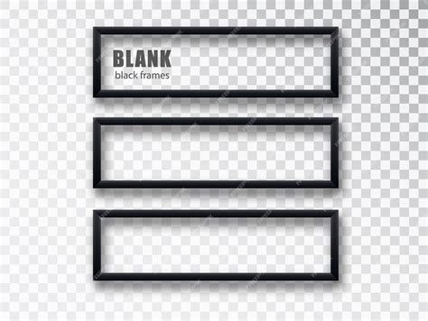 투명 한 배경에 고립 된 가로 검은 색 프레임 모형 템플릿 빈 프레임 무료 벡터