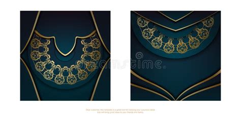 Gradient Blue Gradient Brochure Template With Greek Gold Pattern