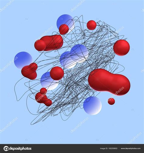 Rendering Group Abstract Objects Composition Haotic Interwoven Thin