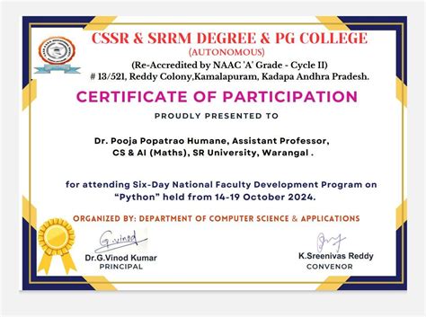 Pooja Humane On Linkedin Completed 6day Fdp On Python Programming Held From 14 19 Oct 2024