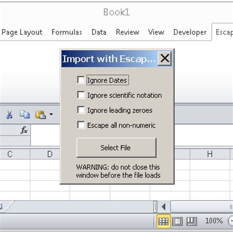 Screen Capture Of Escape Excel Windows Excel Add In Installation Of Download Scientific