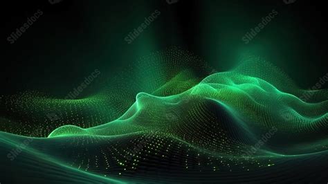 무료 미래형 빅 데이터 시각화를 위한 추상 녹색의 움직이는 디지털 입자 Ppt 배경 Slidesdocs