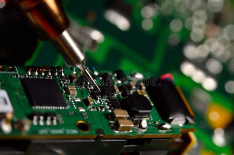 Repair Of Electronics Microchips And Microcircuits Close Up Stock Image Image Of
