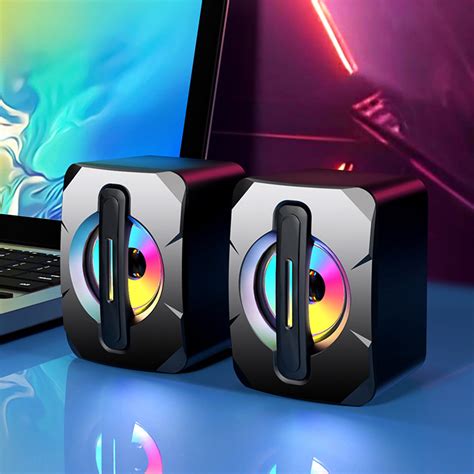 Usmixi Light Emitting Computer Speaker USB Mobile Phone Laptop Desktop Mini Speaker Hifi Stereo