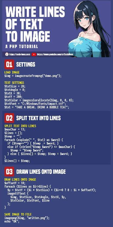 Write Multiple Lines Of Text On Image With Php Gd Basic Computer Programming Learn Computer