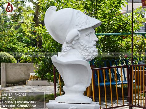 Tượng Bán Thân Đầu Tượng Thạch Cao Menelaus Phong Cách Phục Hưng Hy Lạp Cao 70cm Mỹ Thuật